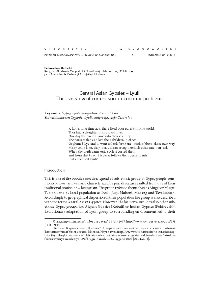 Socio-Economic Issues of the Lyuli People | PDF | Romani People ...