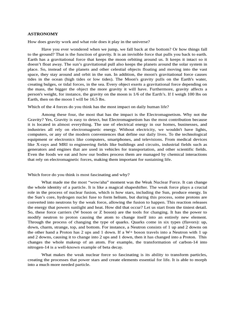 How Does Gravity Work and What Role Does It Play in The Universe | PDF ...