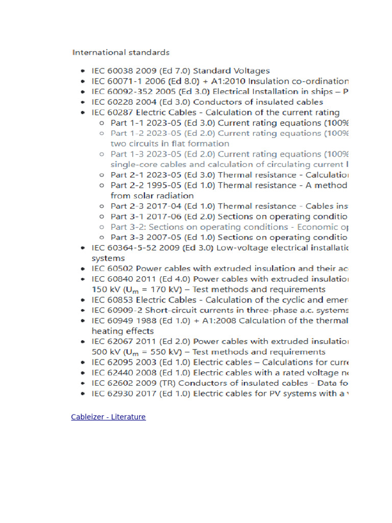 Cableizer - Standards | PDF