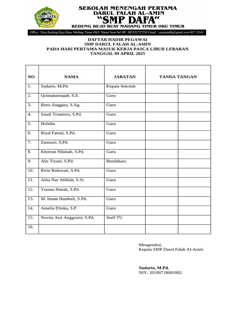 Daftar Hadir | PDF