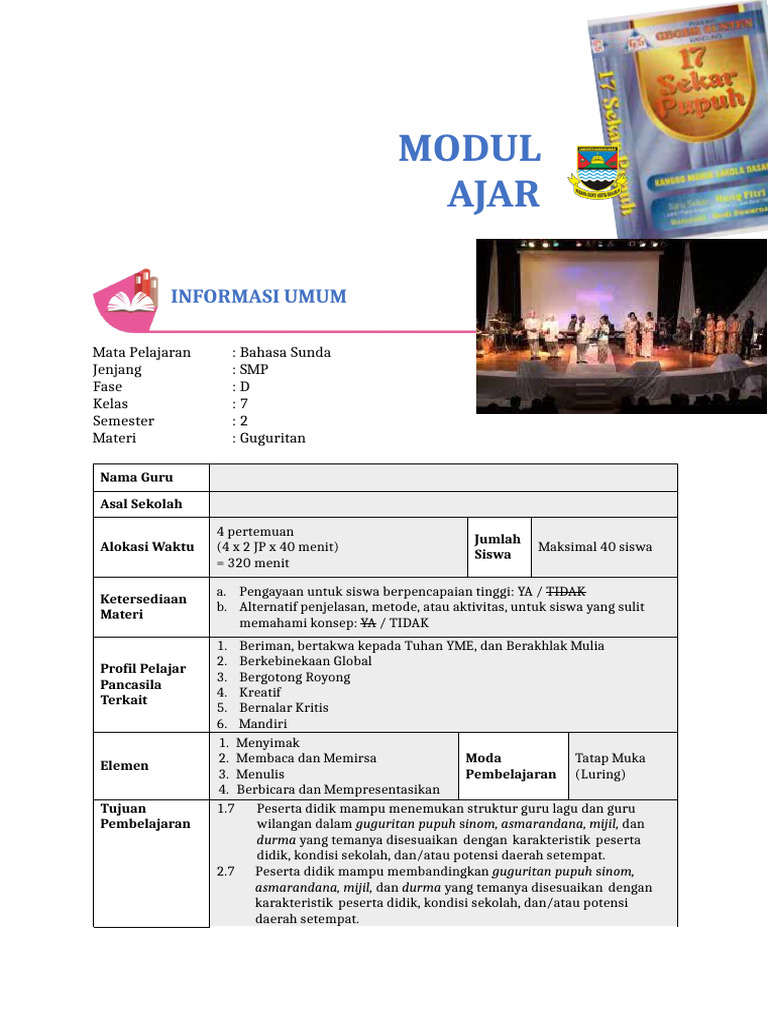 Pembelajaran Guguritan untuk SMP Kelas 7 | PDF