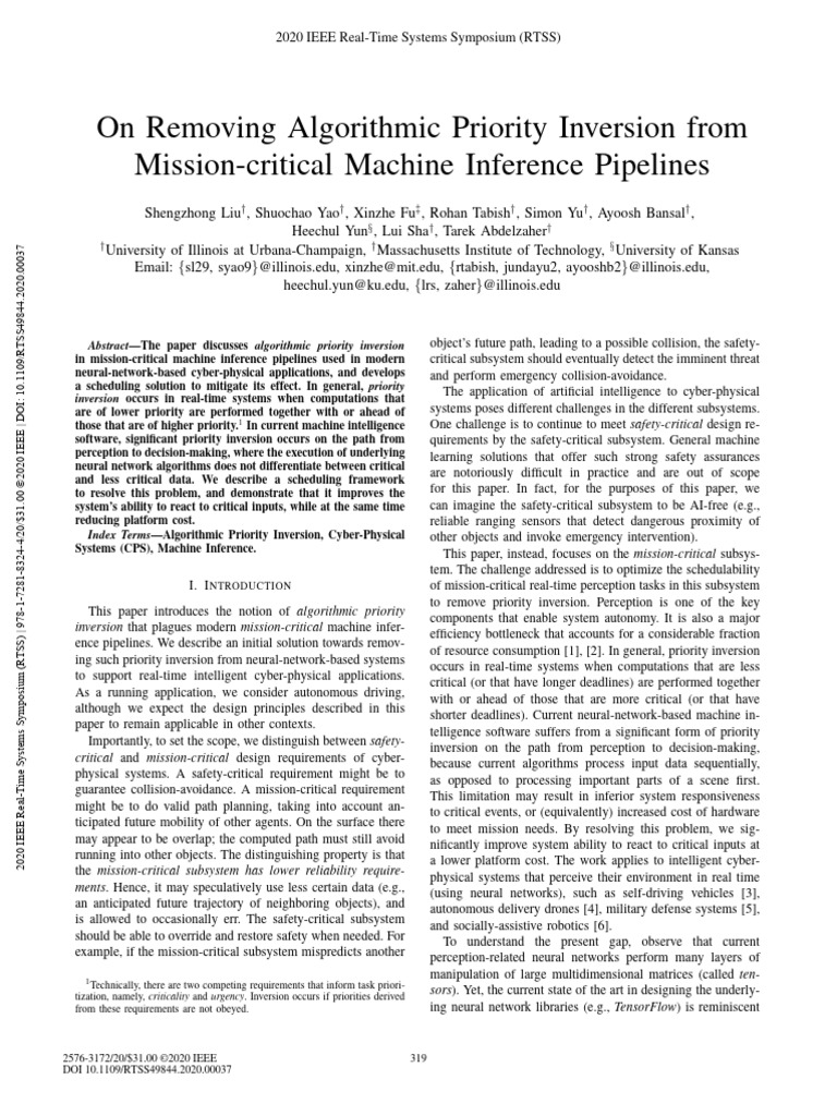 On Removing Algorithmic Priority Inversion From Mission-Critical Machine Inference Pipelines ...
