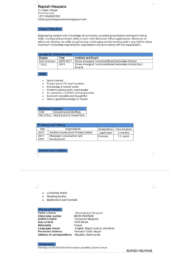 Rupesh Neupane resume | PDF