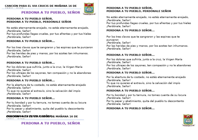 Letra de "Perdona a Tu Pueblo, Señor" | PDF
