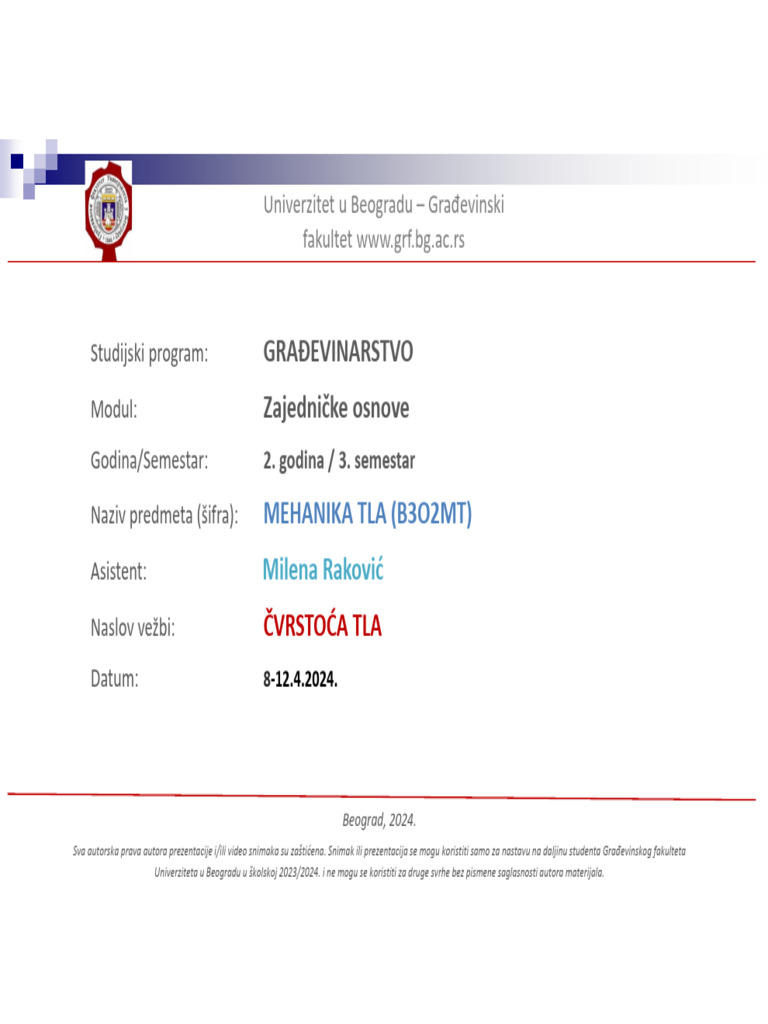 Vezba 6 Cvrstoca Tla | PDF