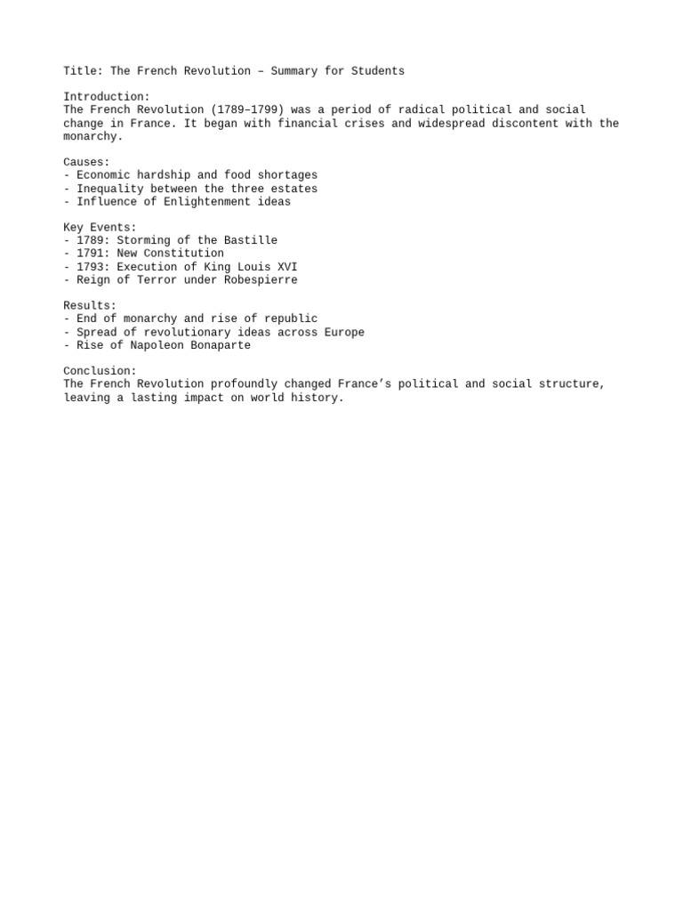 French Revolution Study Guide | PDF