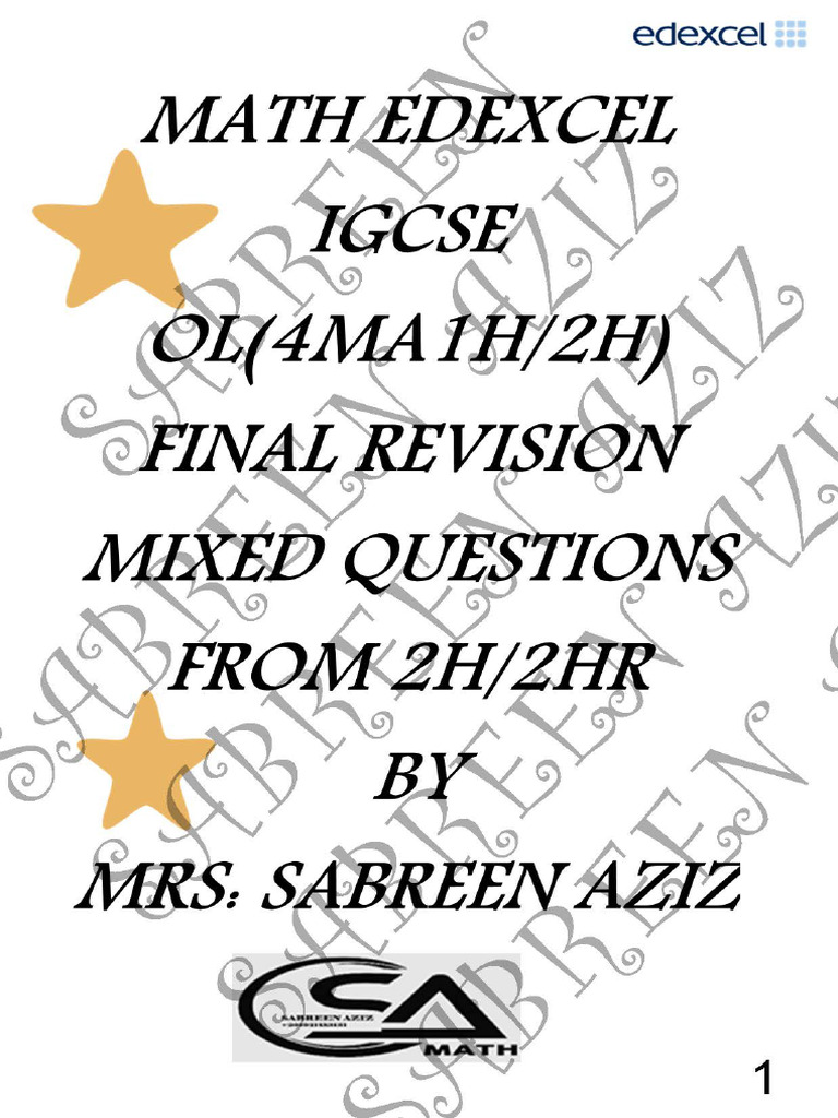 Math Final Revision For Igcse (O Levels) Part 4 From 2h | PDF