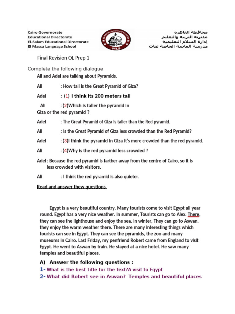 Final Revision OL Prep 1 | PDF | Pyramid | Egypt