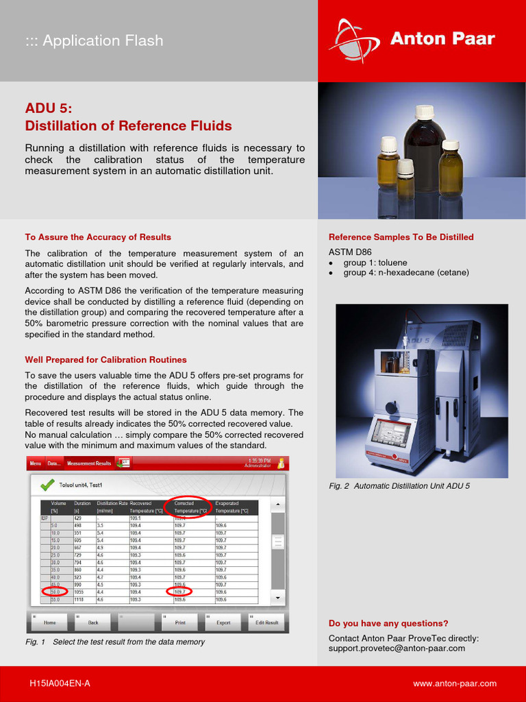 ADU5 Distillation of Reference Fluids | PDF