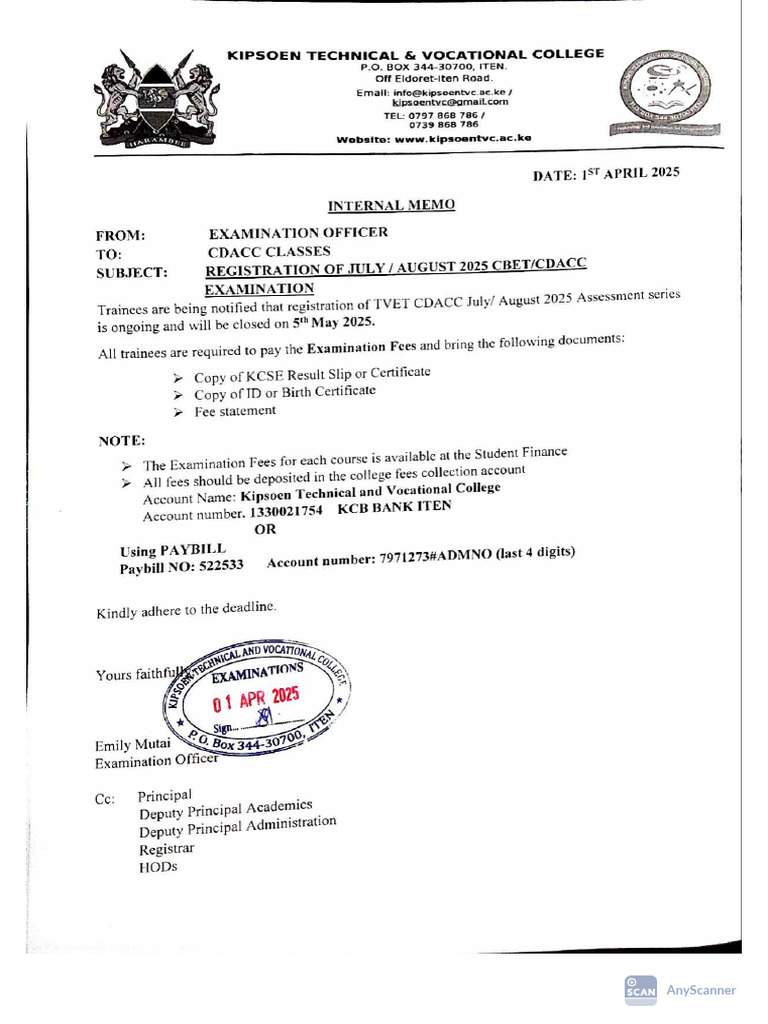 Cdacc Registration Memo July 2025 Exams | PDF