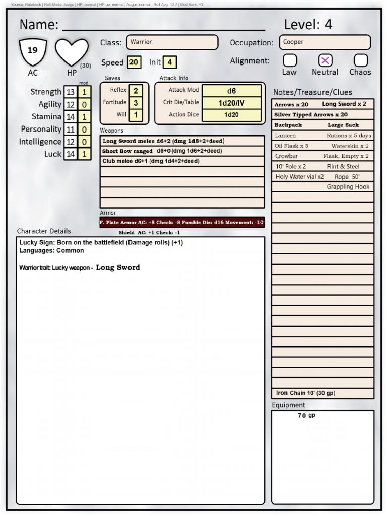 Level 4 Warrior DCC | PDF
