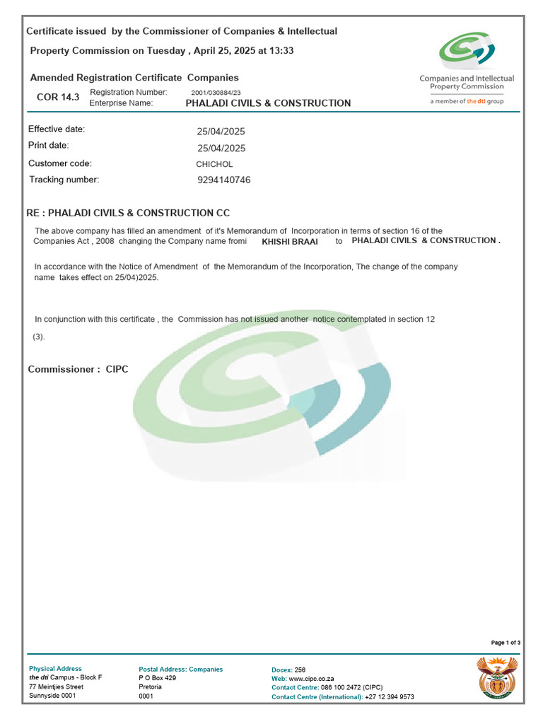 Cipc Trading Certificate | PDF