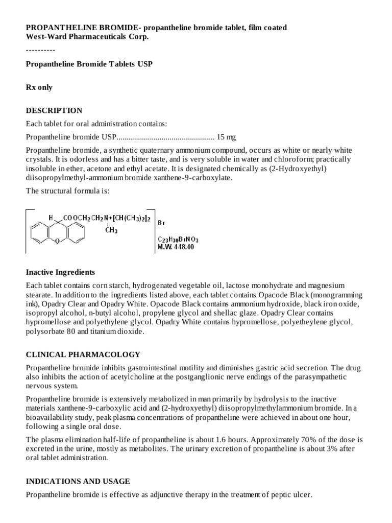 Propantheline Bromide Prescribing Information | PDF | Tablet (Pharmacy ...