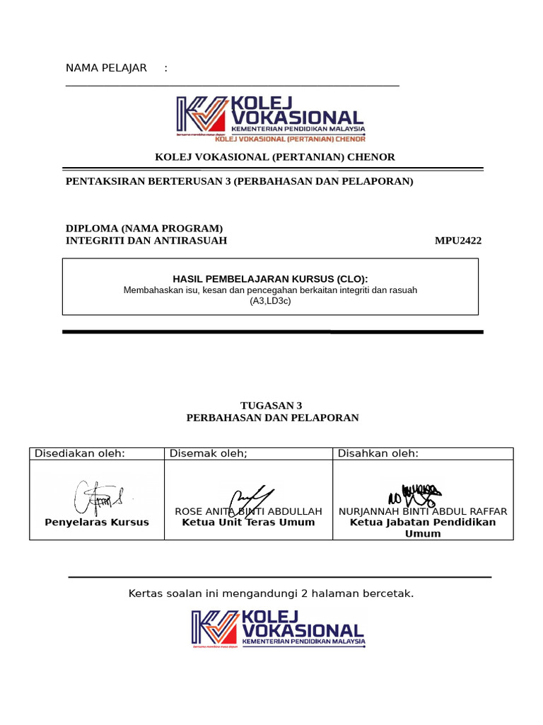 Format Laporan Perbahasan | PDF