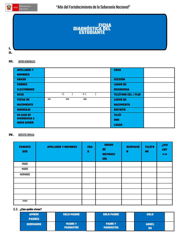 Vficha-diagnostica-Del Estudiante 2022 | PDF