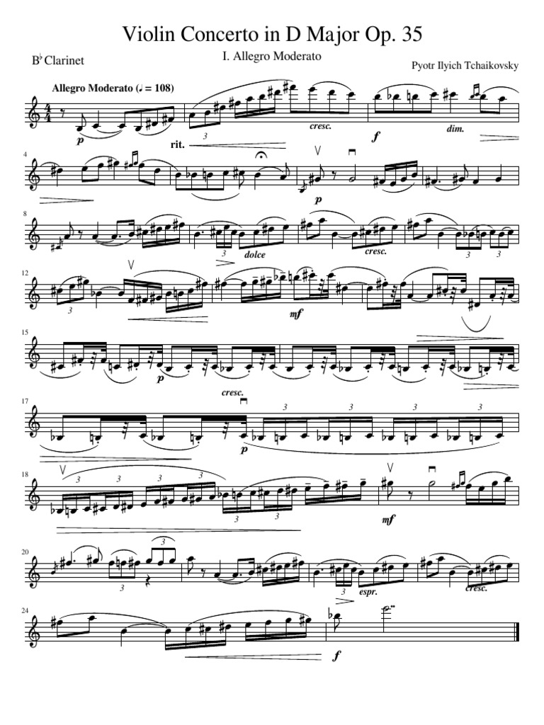 Tchaikovskys Violin Concerto in D Major I. Allegro Moderato Clarinet ...
