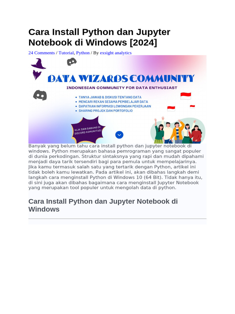 Cara Install Python Dan Jupyter Notebook Di Windows | PDF