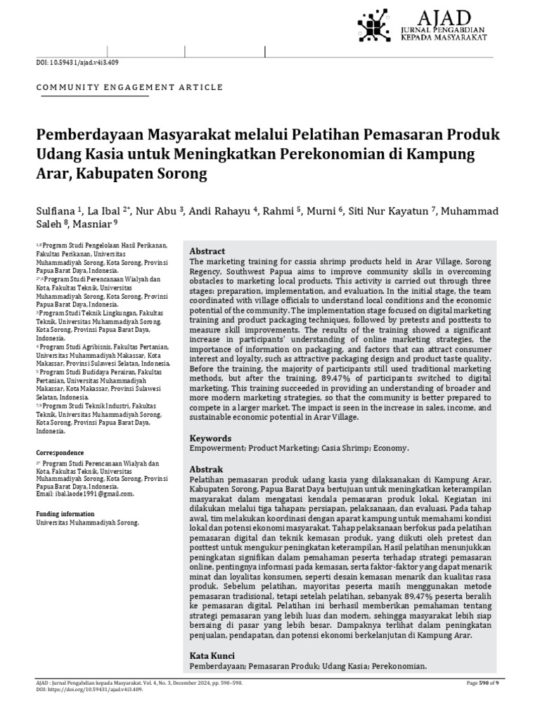 Pemberdayaan Masyarakat Melalui Pelatihan Pemasaran Produk Udang Kasia ...