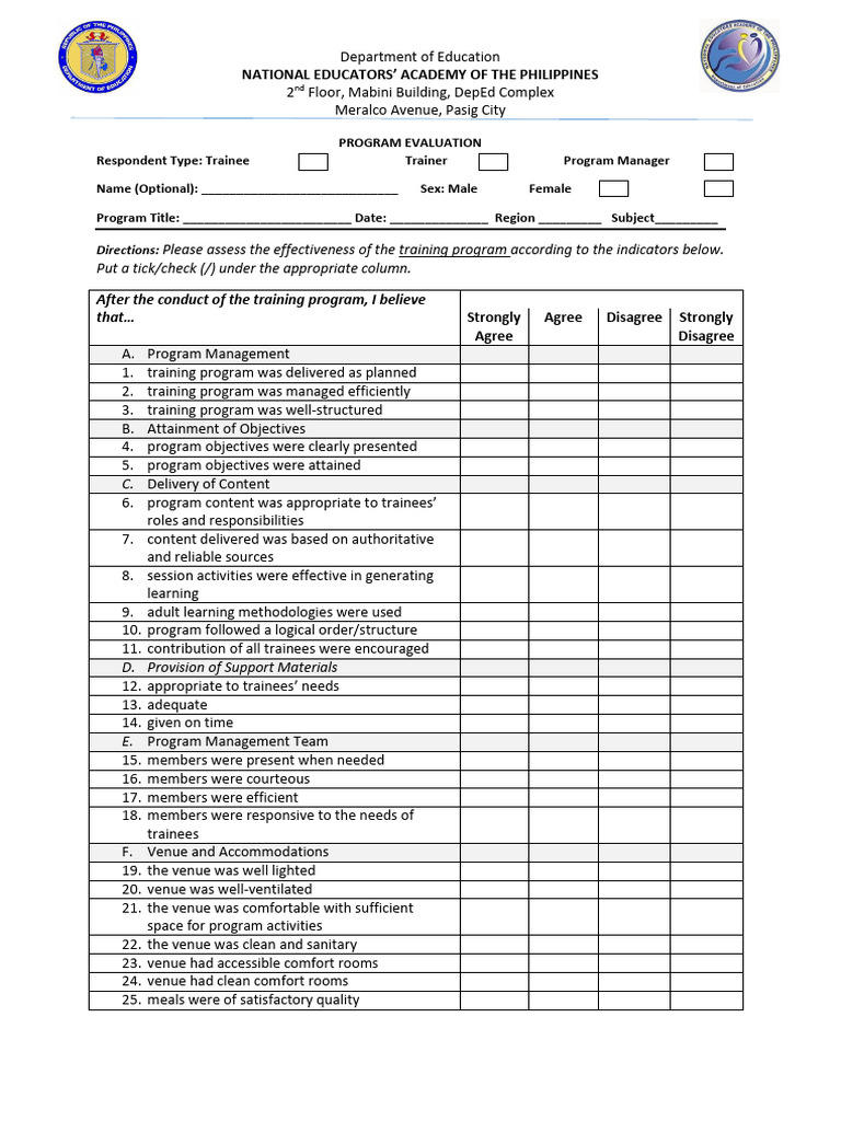 Form F Neap Program Evaluation | PDF | Program Evaluation