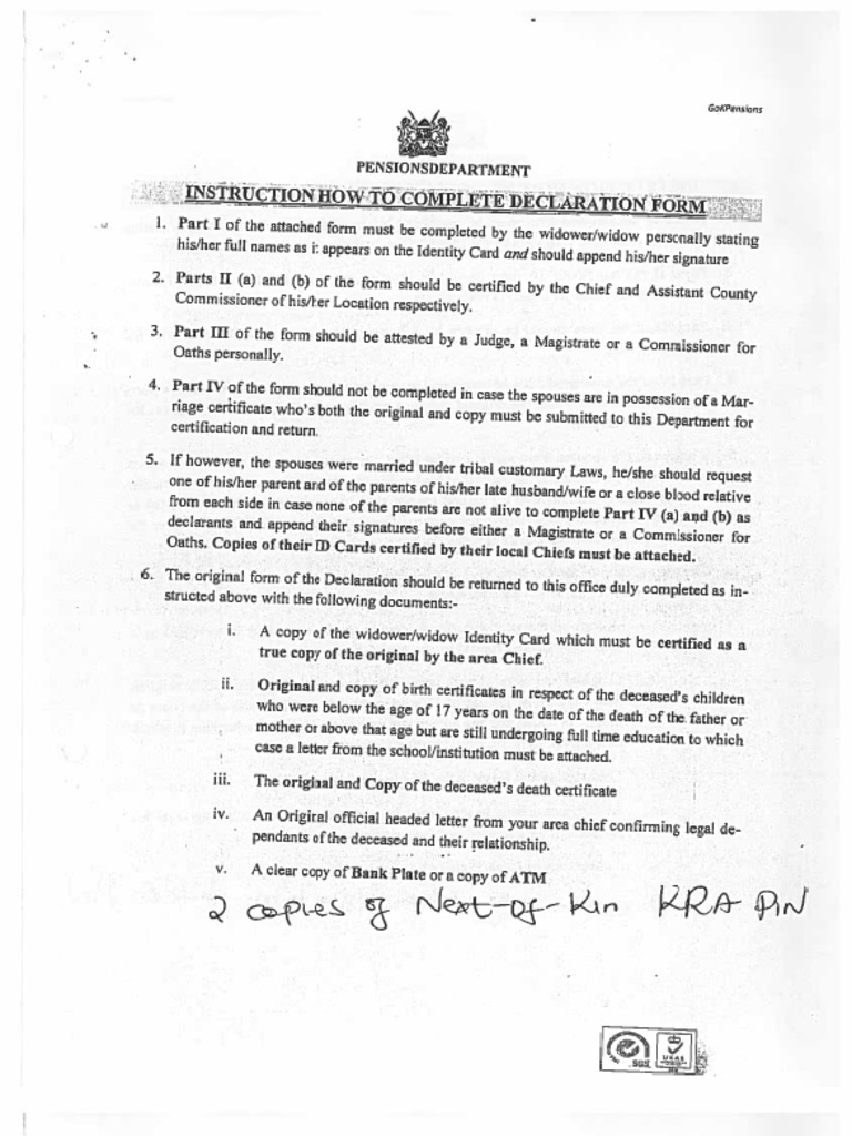 Widows and Widowers Declaration Form | PDF