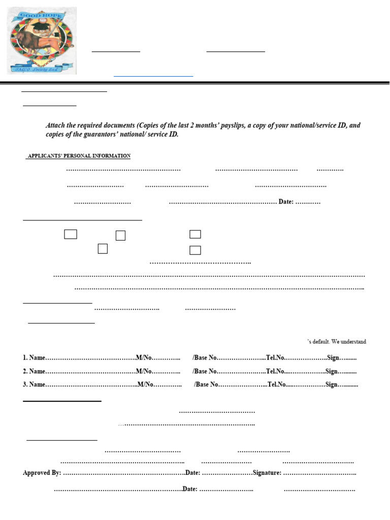 Good Hope Loan Application Form | PDF | Money | Liability (Financial ...