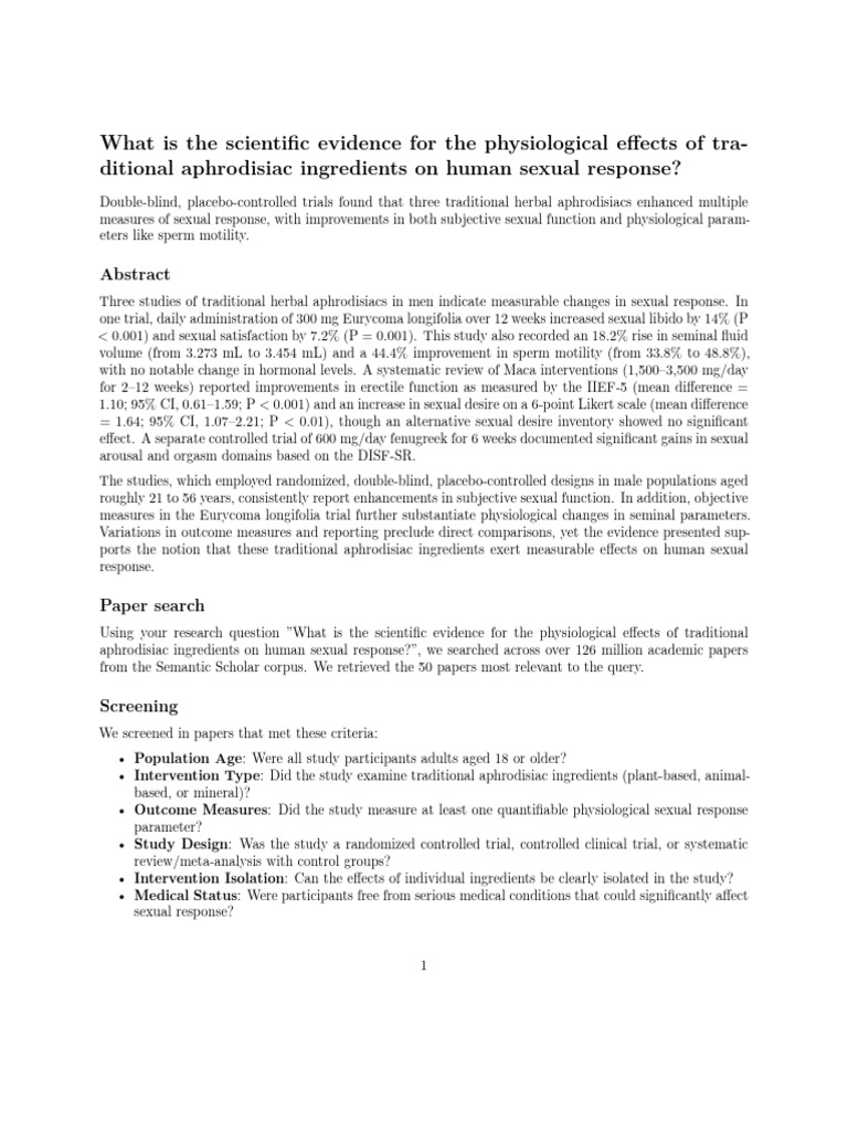 Elicit - Physiological Effects of Aphrodisiacs - Report | PDF | Human ...