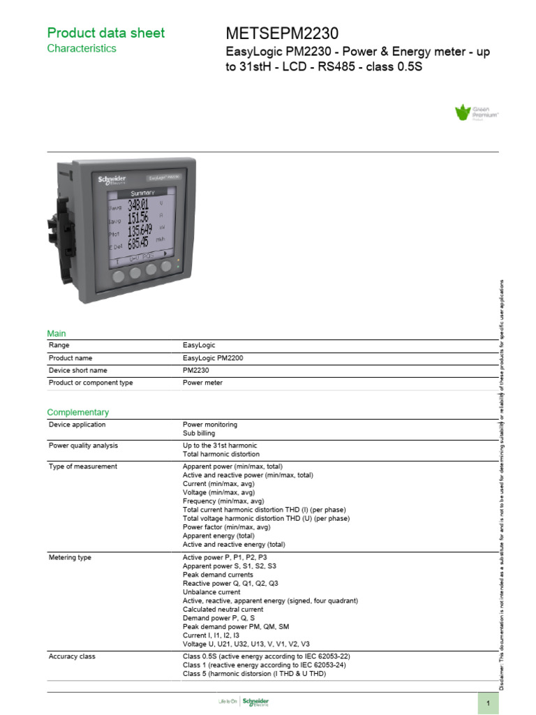 EasyLogic PM2000 Series - METSEPM2230 | PDF | Alternating Current | Ac ...
