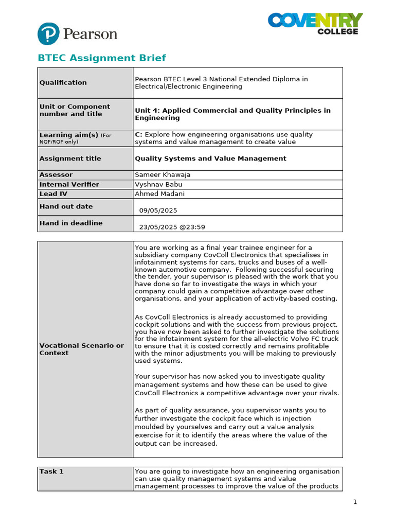 Unit 4 Assignment 3 - Quality Management -2 | PDF | Quality Management ...