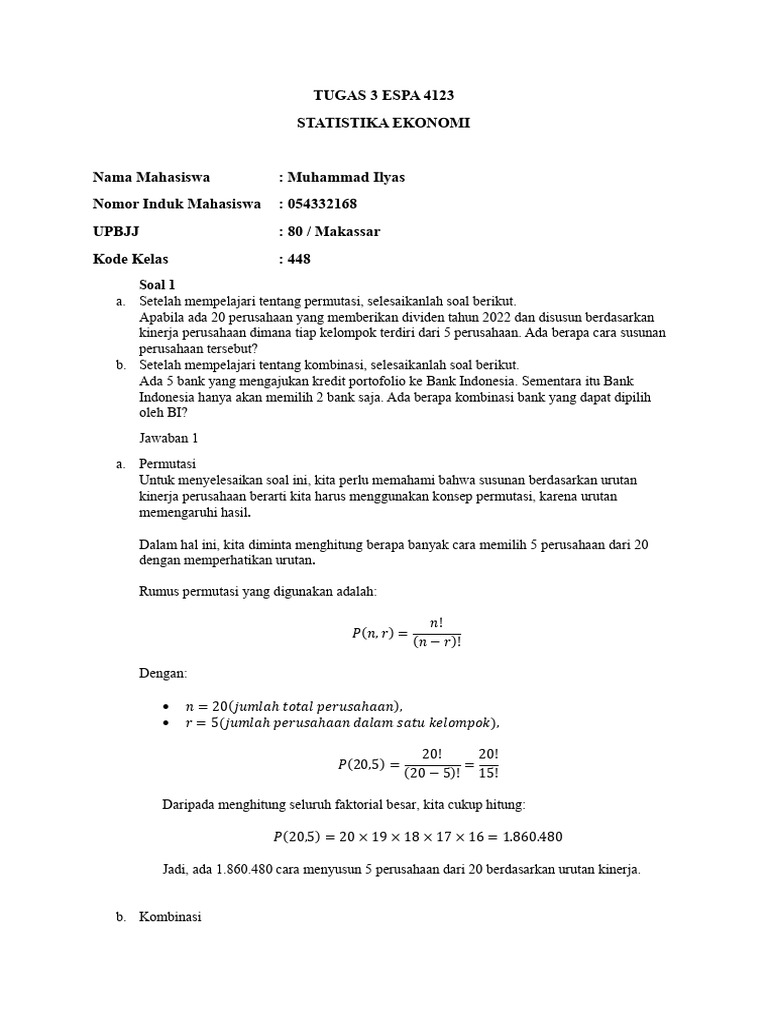TUGAS 3 ESPA 4123. Muhammad Ilyas | PDF