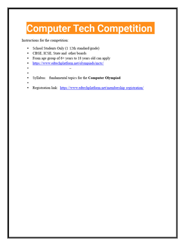 Instructions For The Competition | PDF