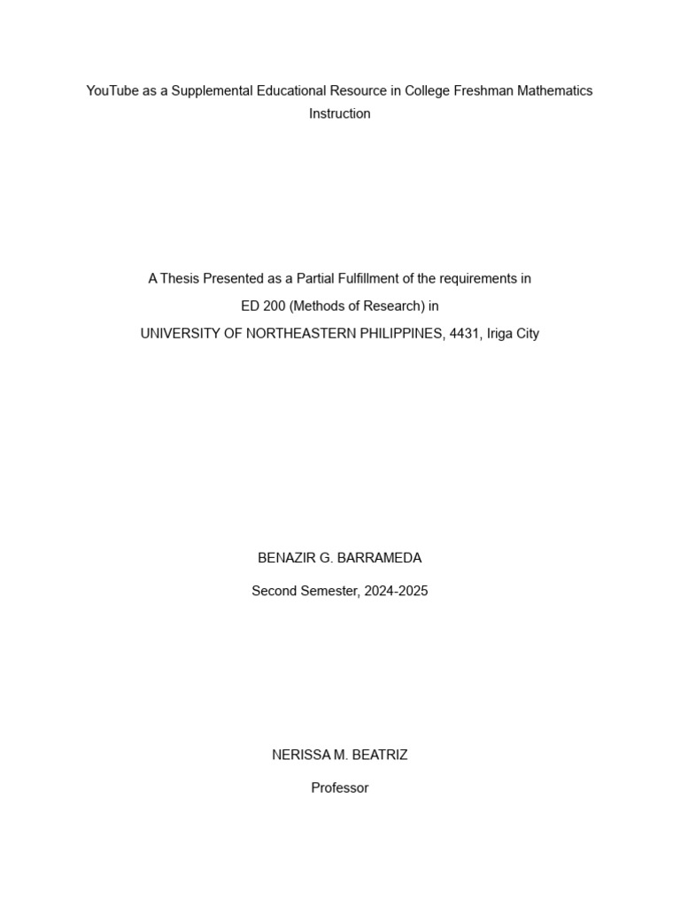 Barrameda, Benazir G - Ed 200 Baby Thesis | PDF | Statistics | Learning