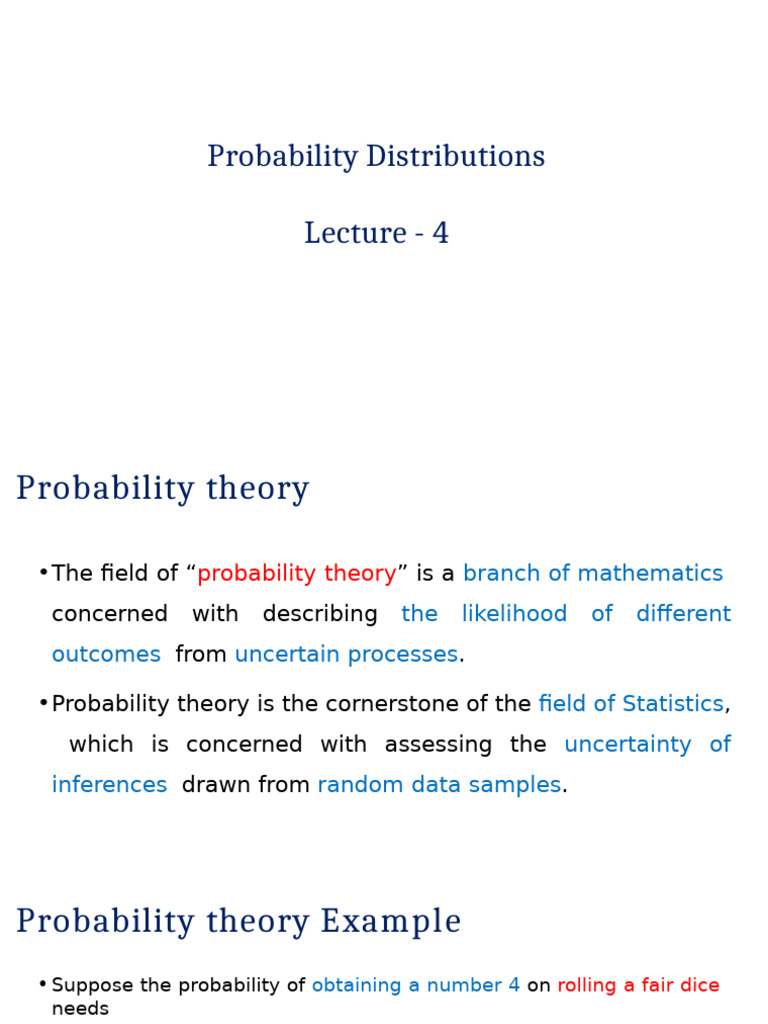 Module 1 Lecture 4-Probability Distributions | PDF | Probability Distribution | Random Variable