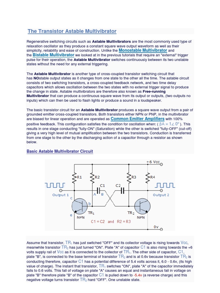 The Transistor Astable Multi Vibrator | PDF | Computer Engineering | Electrical Engineering