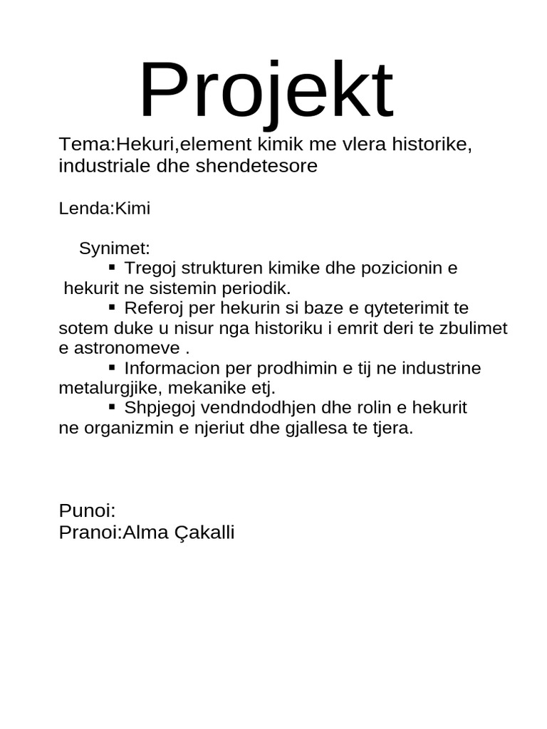 Hekuri, Element Kimik Me Vlera Historike, Industriale Dhe Shendetesore ...