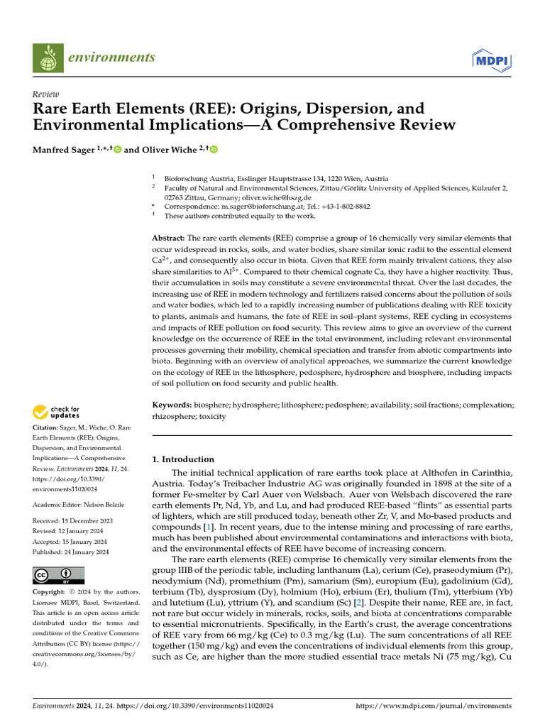(2024) - Rare Earth Elements (REE) Origins, Dispersion, and | PDF ...