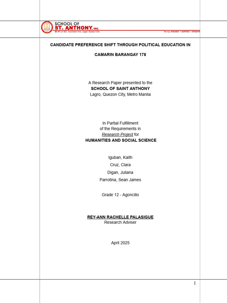 Pr2 Grp3 Preliminary-Paper Final | PDF | Voting | Civic Engagement