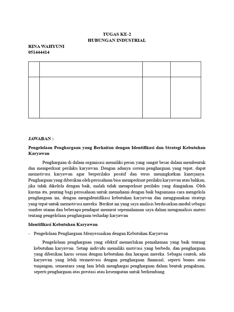 Tugas 2 Rina - Hubungan Industrial 2 | PDF