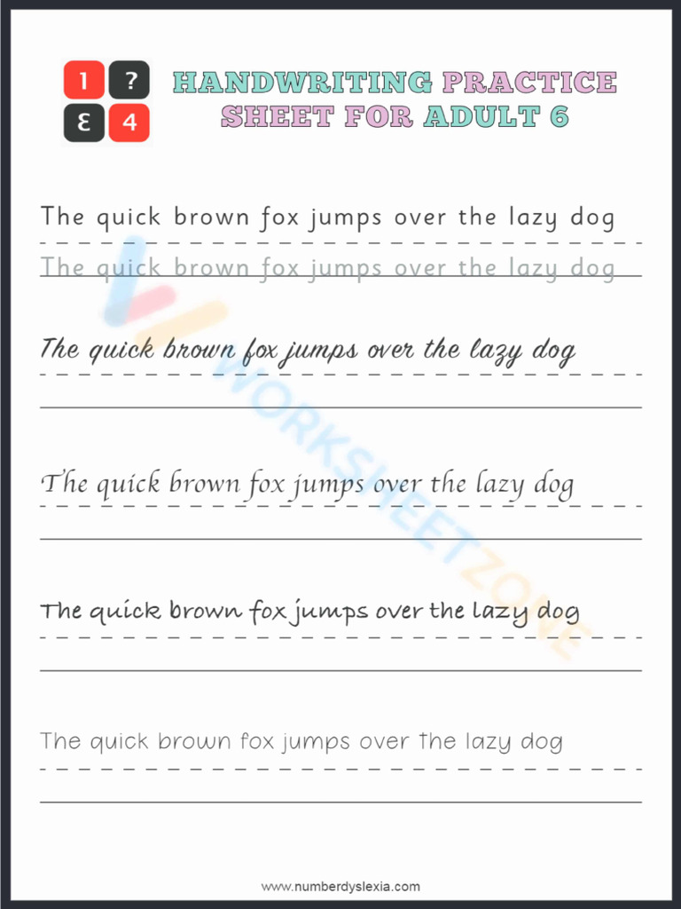Adult Handwriting Practice Sheet | PDF
