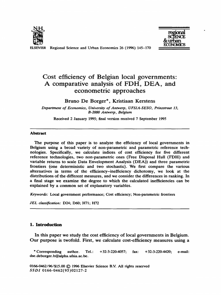 De Borger 1996 | PDF | Errors And Residuals | Ordinary Least Squares