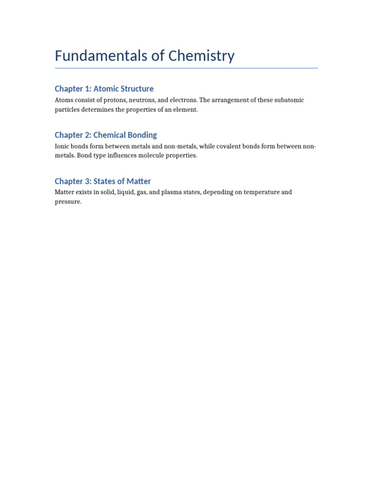 Fundamentals of Chemistry | PDF