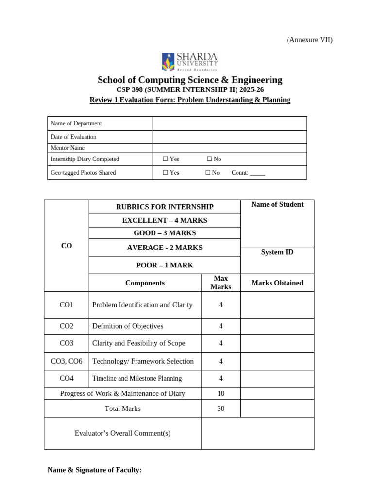Internship Evaluation: Problem Planning | PDF | Cognition | Cognitive ...