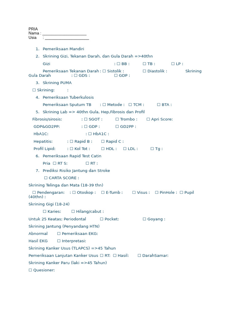 Skrining CKG Pria | PDF