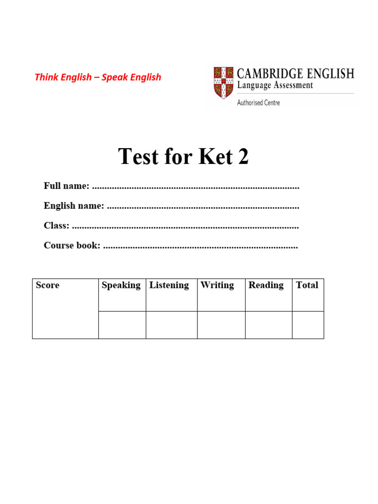 Ket 2-1 Speaking | PDF