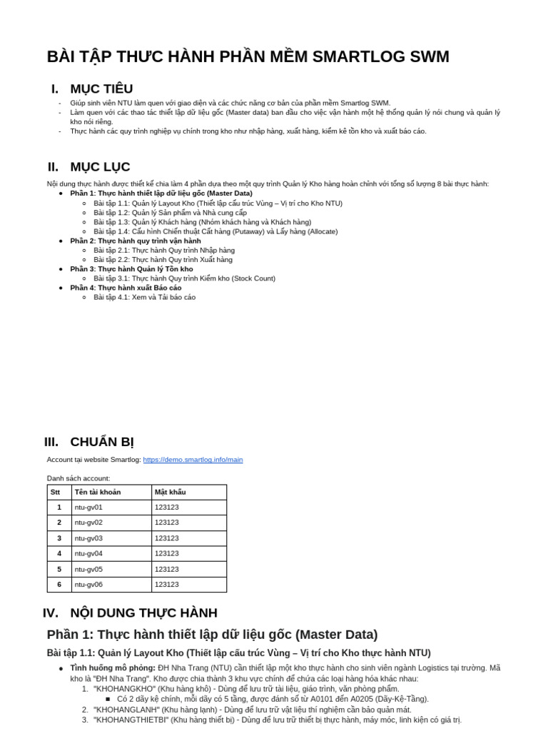 Bài Tập Thưc Hành Phần Mềm Smartlog Swm | PDF