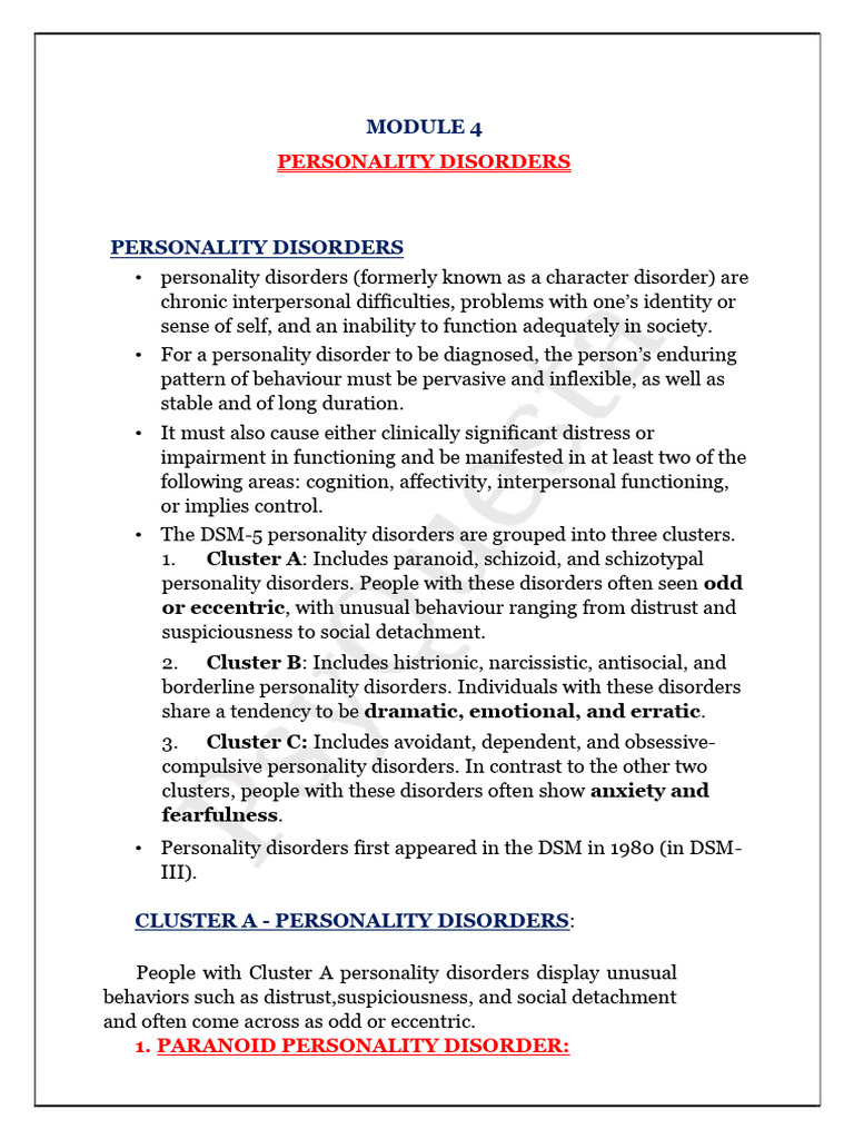 Understanding Personality Disorders | PDF | Personality Disorder ...