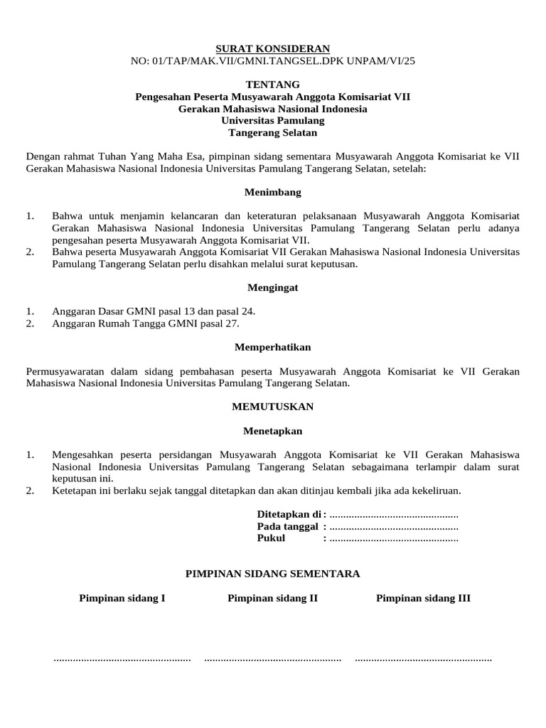 Surat Konsideran Fix | PDF