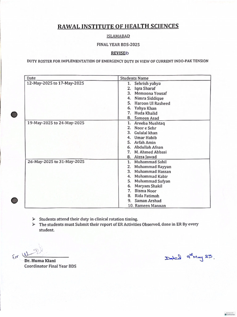 Revised Rotation Final Year | PDF