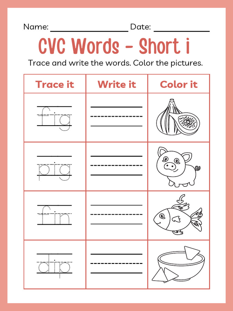 CVC Short Vowel I Worksheet For Kindergarten Reading | PDF
