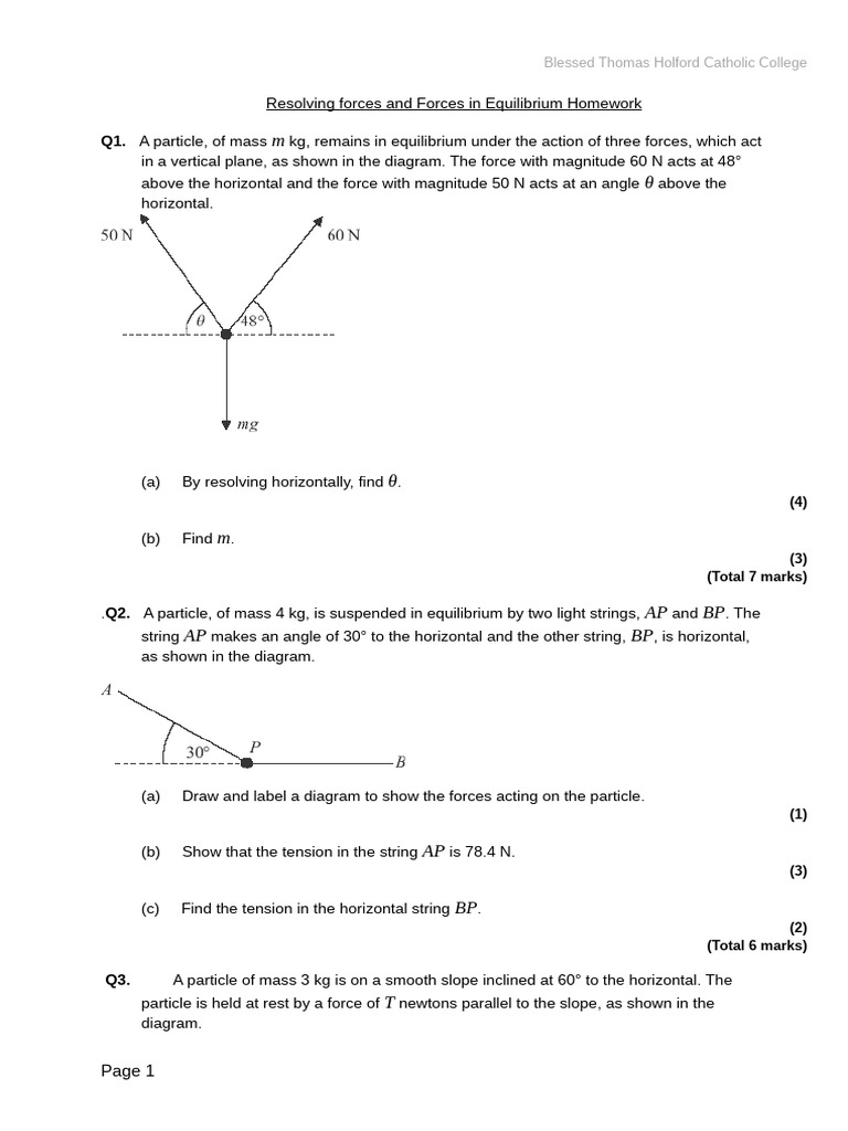 7.resolving Forces and Equilibrium | PDF | Force | Physical Phenomena