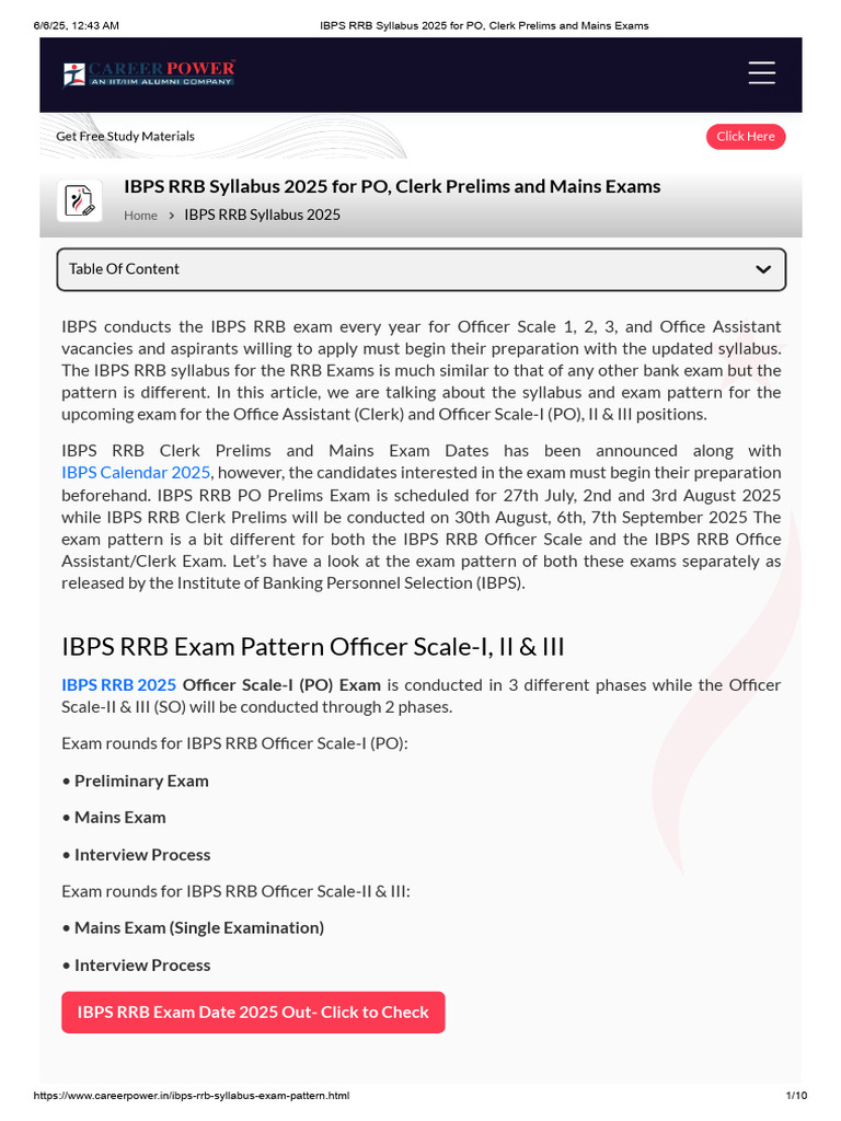 IBPS RRB Syllabus 2025 Overview | PDF